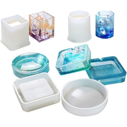 Resin Silicone Mold 4PCS Resin Casting Molds Large Round, Large Square ...