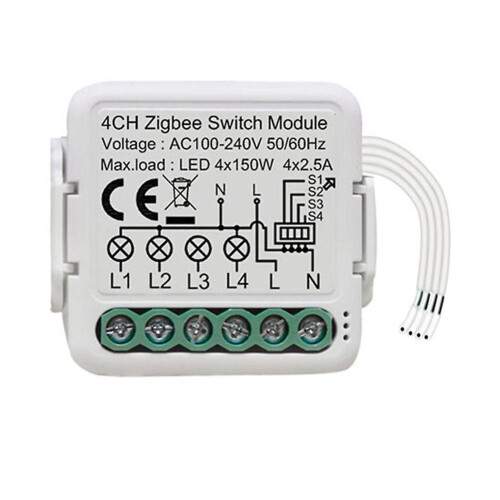 Tuya Zigbee Smart Switch Module Relay 4 Gang Smartlife Wireless Control ...