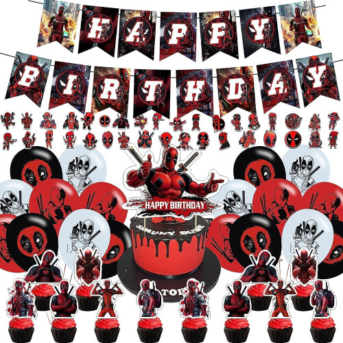 Deadpool Party Supplies Includes Banner Deadpool Party Decorations ...