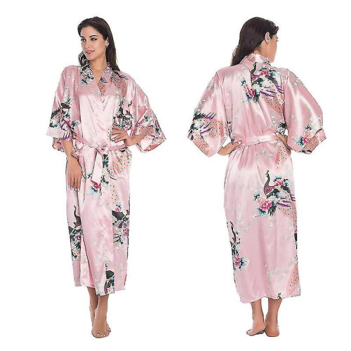 Women Luxury Soft Silk Satin Kimono Robe Gown Long Bathrobe Nightwear ...
