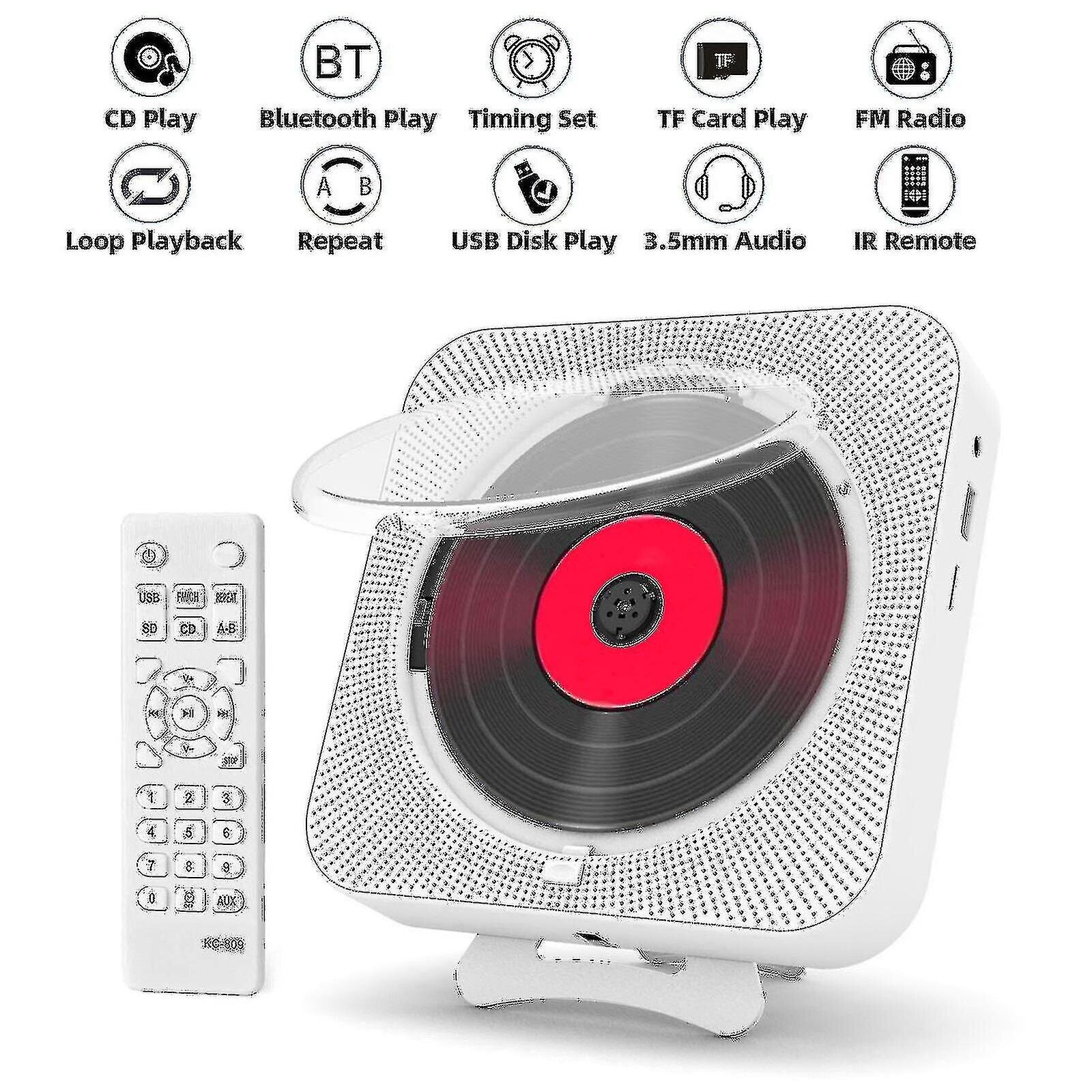 Portable Cd Player Bluetooth Speaker Stereo Cd Players Led Screen Wall Mountable Cd Music Player ...