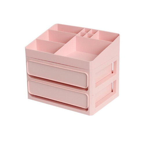 (Pink, 3 Layers) 2/3 Layers Storage Box PP Table Tidy Desktop Organizer ...