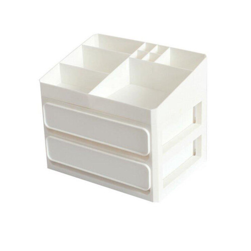 (White, 2 Layers) 2/3 Layers Storage Box PP Table Tidy Desktop ...