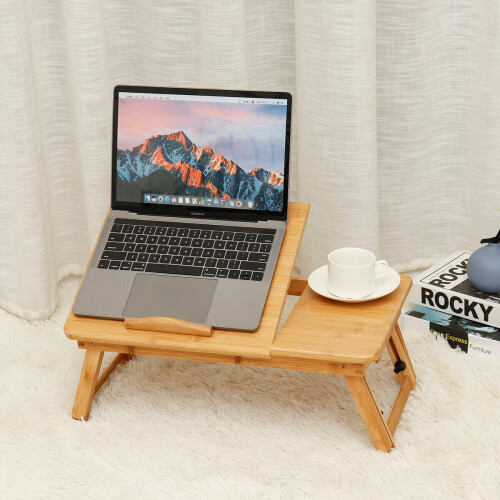 Portable Deluxe Bamboo Laptop Bed Desk Table Foldable Workstation Tray ...