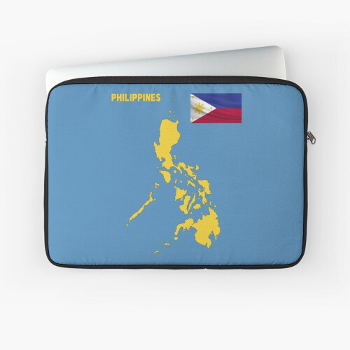 Laptop Sleeve Wavy Philippine Flag with Map of Philippines 10 12 13 15 ...