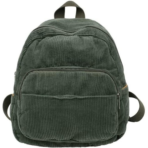 (Green) Mini Backpack Purse for Women Small Size Corduroy Aesthetic ...