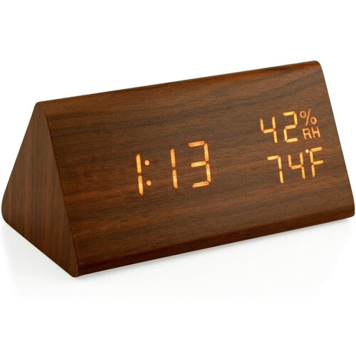 Wooden Alarm Clock, Wood LED Digital Desk Clock, Upgraded with Time ...