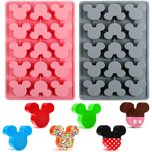 Mouse Gummy Candy Molds Silicone,2 Pack 15 Cavity Non-Stick Mouse Head ...