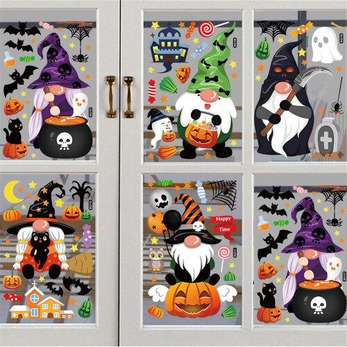6 Sheet Halloween Window Cling Stickers Decorations Halloween Window ...