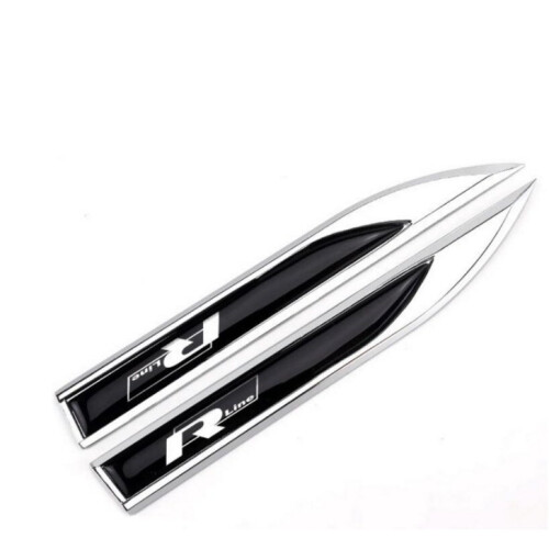 VW Volkswagen Black / Chrome R-Line Side Wing Fender Emblem Badge Golf ...