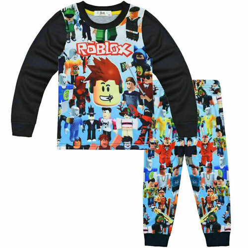 (Black, 8-9Years) 5-10 Years Kids Boys Girls Roblox Pyjamas Set ...