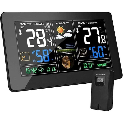 Weather Station With Wireless Probe Thermometer Hygrometer Digital Barometer 9 In 1 on OnBuy