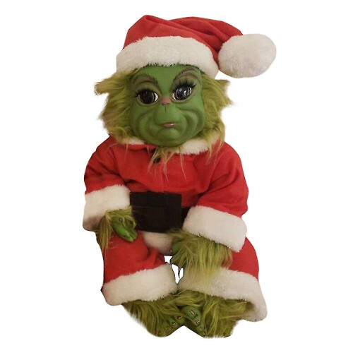 (Red) Christmas The Grinch Latex Plush Doll Reborn Baby Grinch Stuffed ...