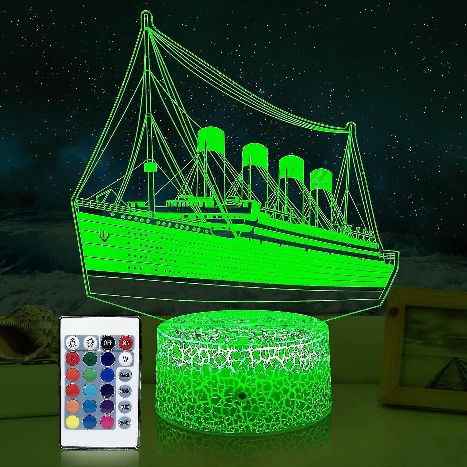 Titanic Night Light For Kids 3d Illusion Ship Model Lamp 16 Colors ...