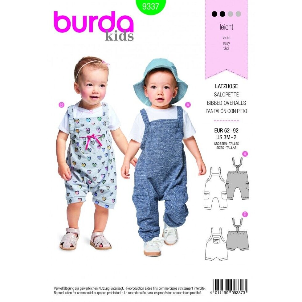Burda Sewing Pattern 9337 Baby 3M-2 Dungarees on OnBuy