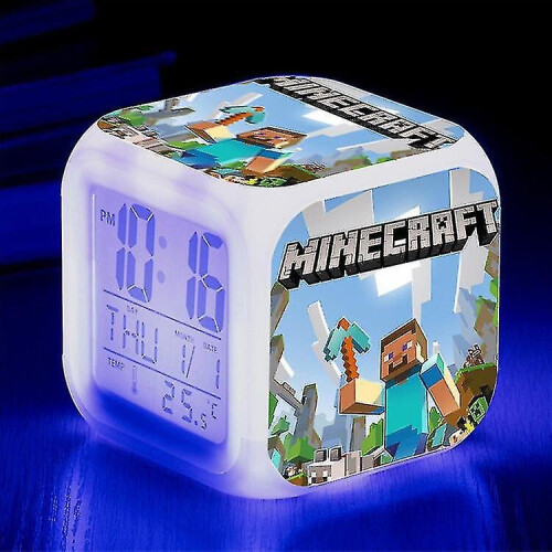 New 2023 Minecraft Alarm Clock Coolie Scared Cartoon Led Digital Color ...