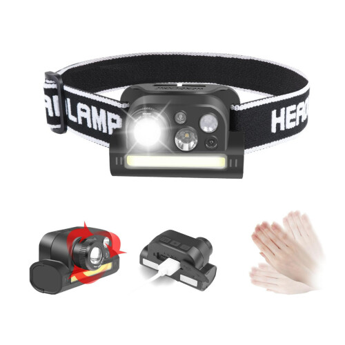 LED Head Torch with Motion Sensor for Running, Powerful Head Torch ...