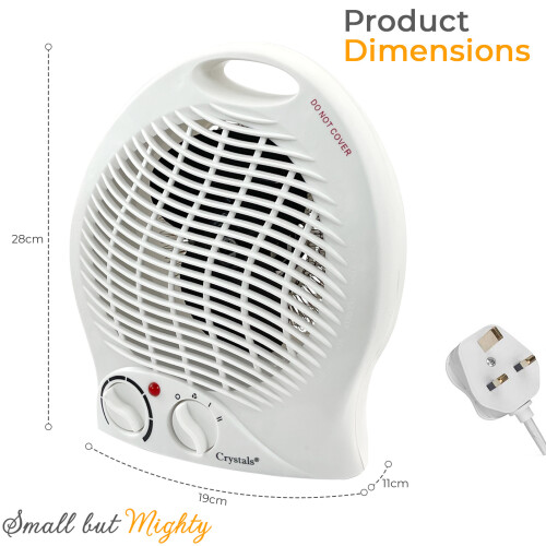 Fan Heater 2KW 2000W Portable SILENT Electric White Hot & Cold Air ...