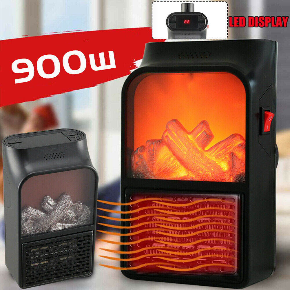 900W Plug In Wall Heater Mini Electric Fan Space Warmer with Remote on ...