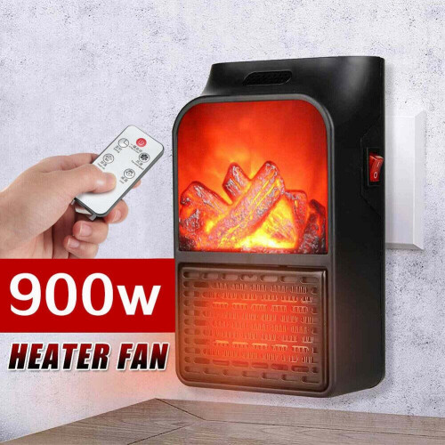 900W Plug In Wall Heater Mini Electric Fan Space Warmer with Remote on ...