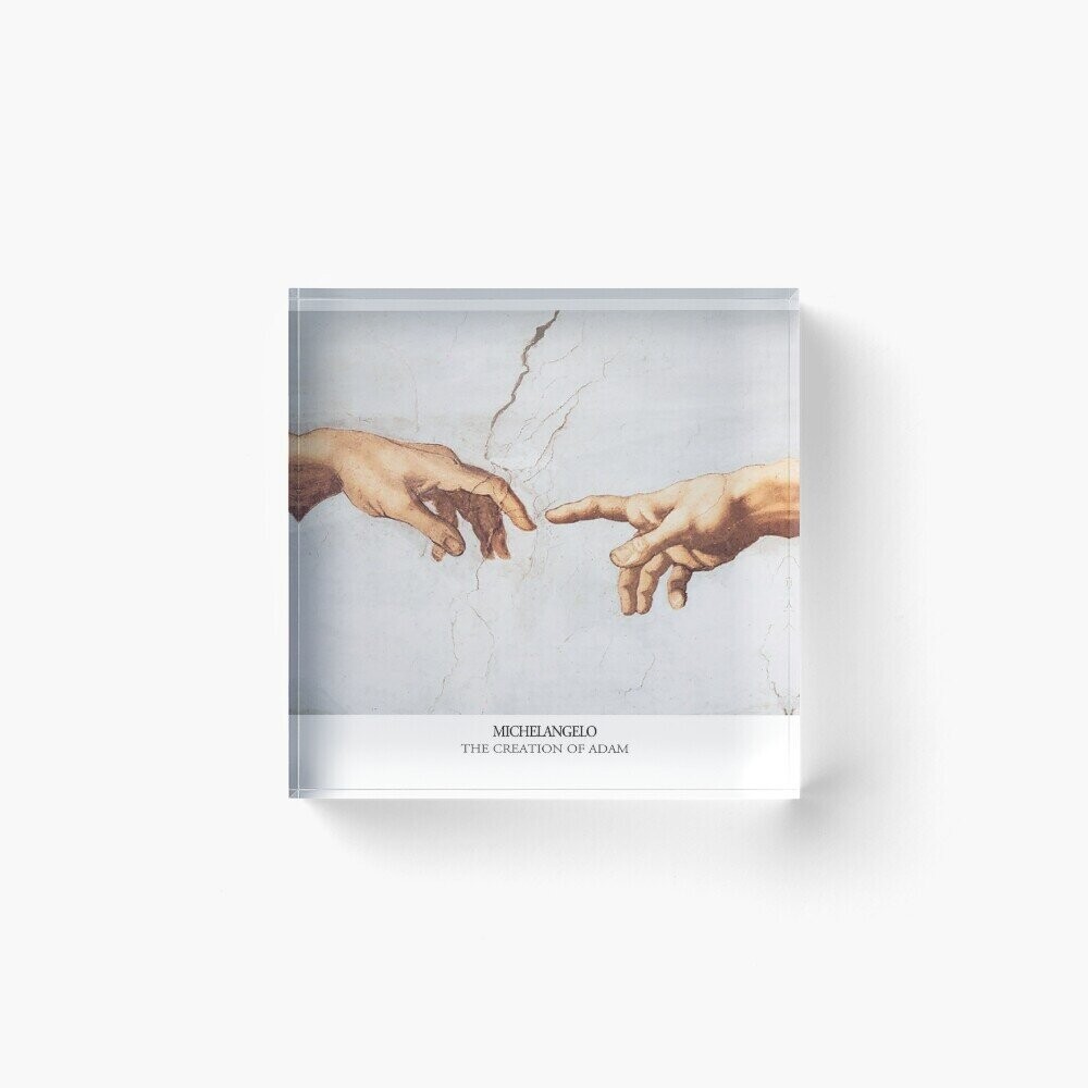 Acrylic Block The Creation of Adam Michelangelo Fingers Touching Cube ...
