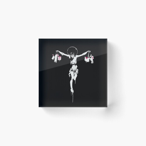 Acrylic Block banksy Jesus Christ crucified Cube Art Prints Gifts 6 x 6 ...