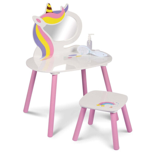 Princess Kids Vanity Table Girls Dressing Table with Stool Mirror ...