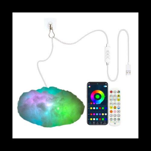 3D Big Cloud Rain Light LED Cloud Light RGB with IC Remote and APP ...