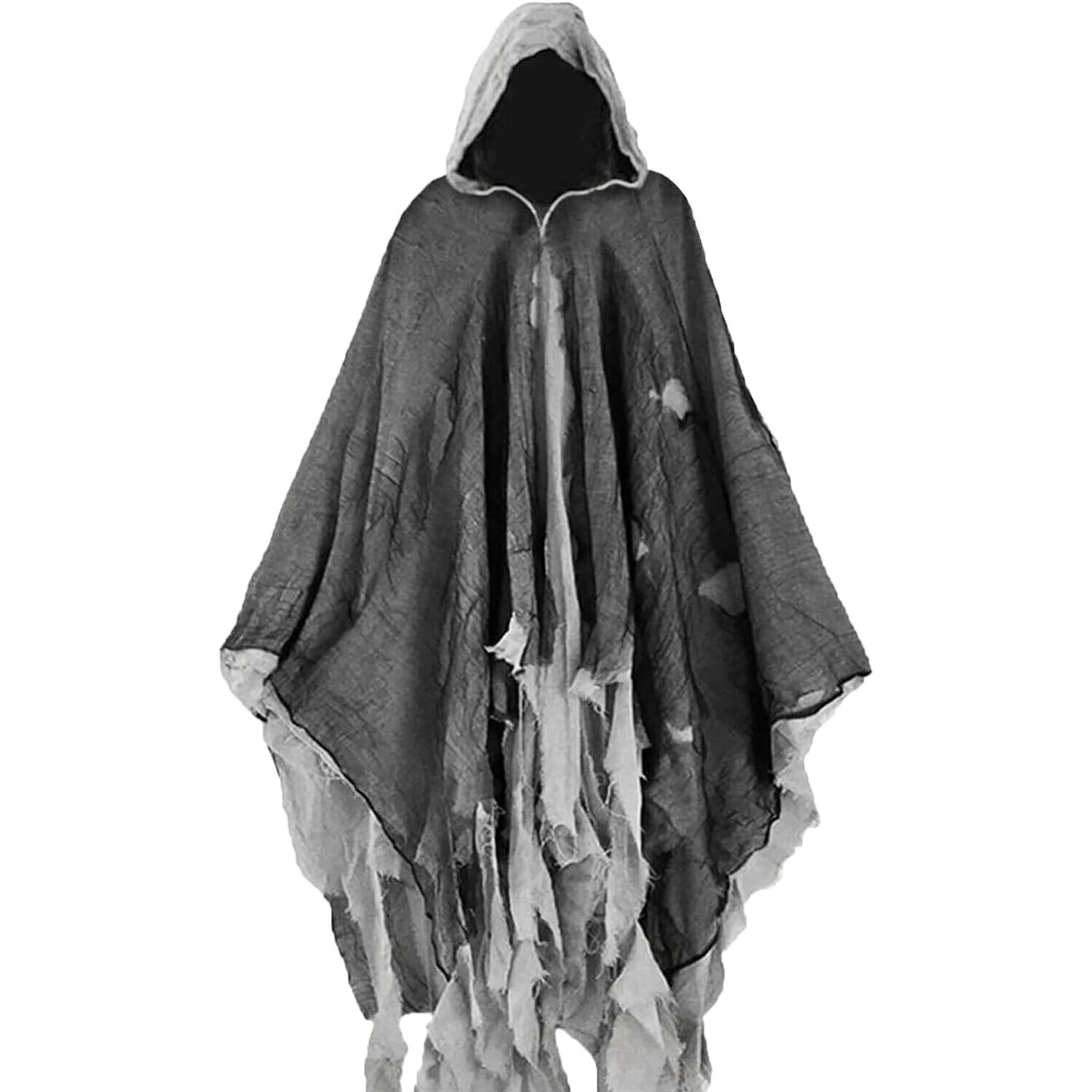 (Grey) Grim Reaper Halloween Costume Adult Scary Adult Cloak Men Hooded ...