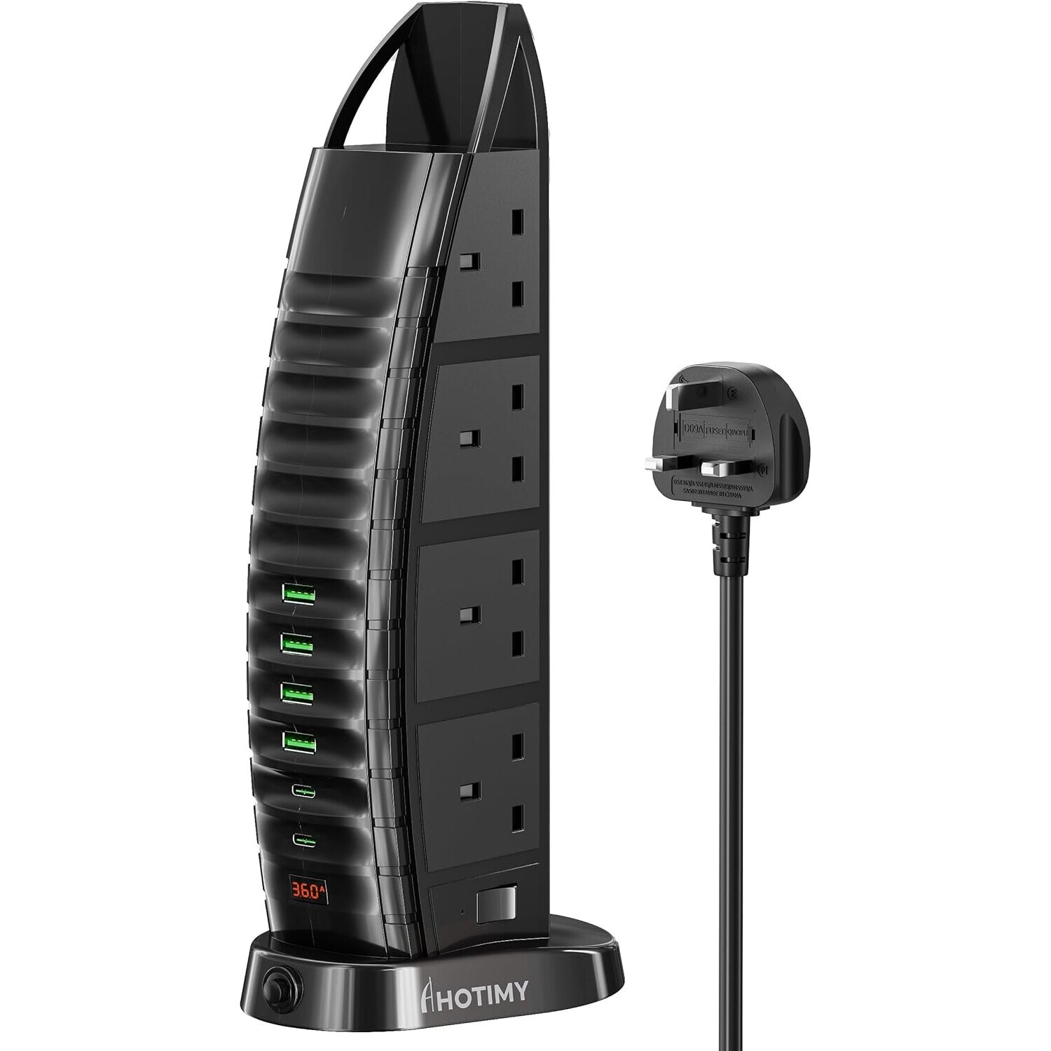 Tower Extension Lead USB Slots 2M 8 Way Outlets Multi Plug Extension ...