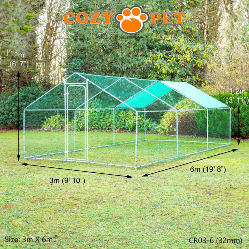 Chicken Run 3m X 6m 32mm Galvanized Steel Frame by Cozy Pet Poultry ...