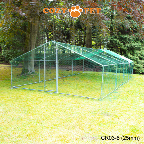 Chicken Run 3m x 8m 25mm Galvanised Steel Frame Cozy Pet for Hens Dogs ...