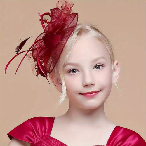 Mesh Bowler Hat Pattern Feather Bow Headdress Girls Accessories For ...