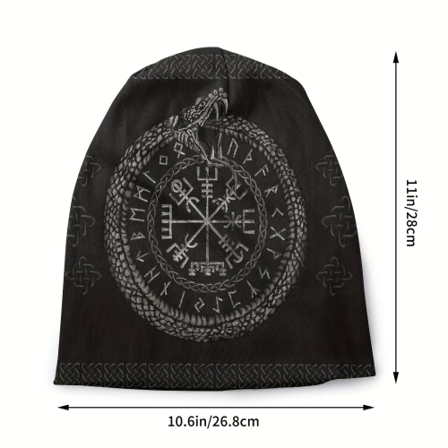 1pc Vegvisir Compass With Ouroboros And Runes Viking Thin Bonnet Hats ...