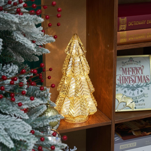 Christmas Tree Timer Lighted 12 Inches Glass Xmas Home Decor on OnBuy