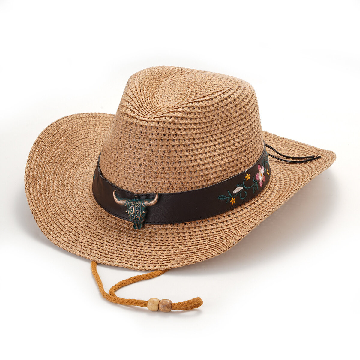 Cow Head Belt Straw Hat Cowboy Hat Tibetan Style Vintage Outdoor Boonie ...