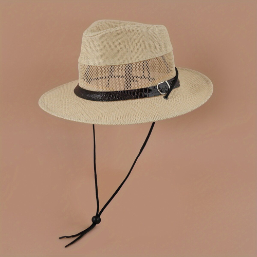 Vintage Mesh Hollow Fedora Cap Breathable Sunscreen Summer Cowboy Hat ...