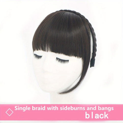 Synthetic Braid Headband With Air Bangs With Sideburns Fishbone Braid ...
