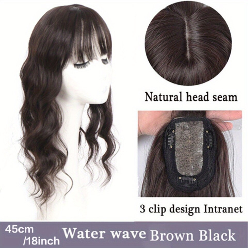 Long Water Wave Hair Pieces With Bangs 45 72 Cm Long Curly Hair Topper ...