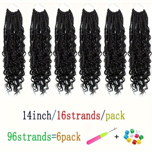 6pack 35 Synthetic Goddess Box Braids Crochet Curly Hair Extensions 35 ...