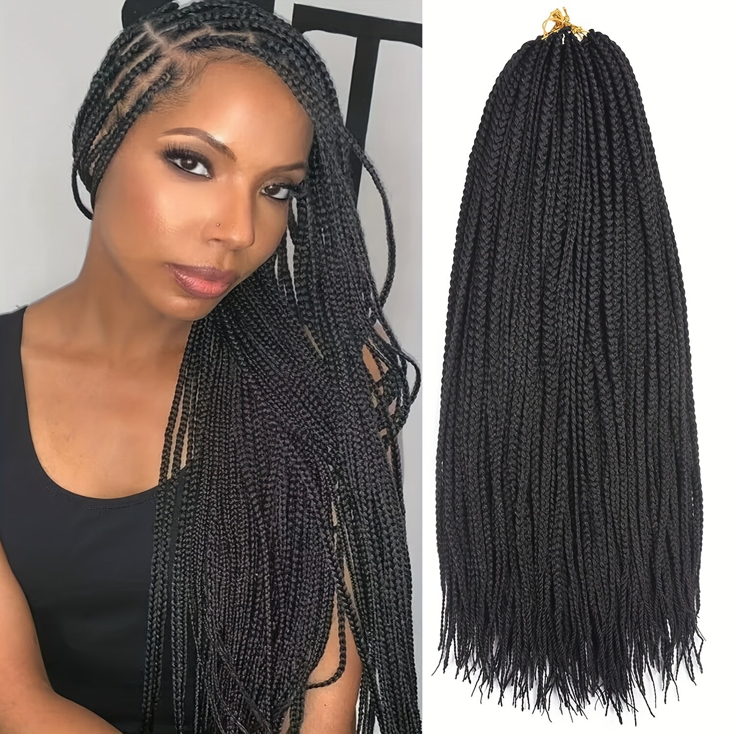 1Pack Looped Crochet Braids Box Braid 50 Long Synthetic Braiding Hair ...