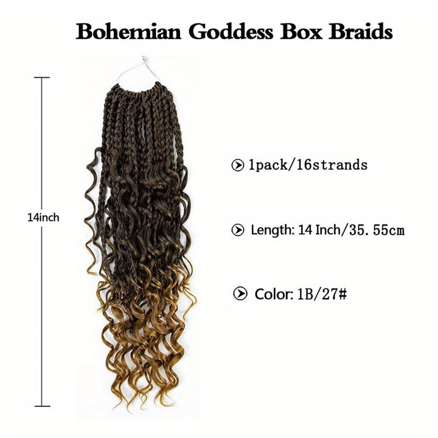 14inch 8pack Boho Box Braids Goddess Box Braids Crochet Hair Extensions ...