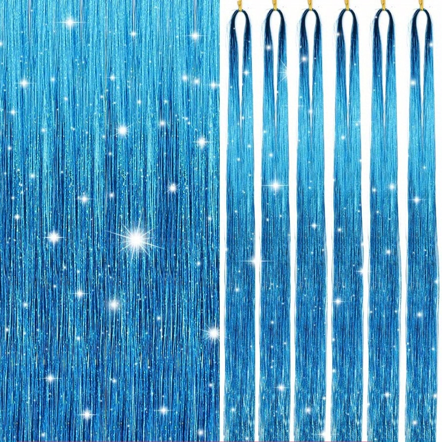 Y2K Tinsel Hair Extension 6pcs 45 72 Cm Sparkle Glitter Rainbow Colored ...