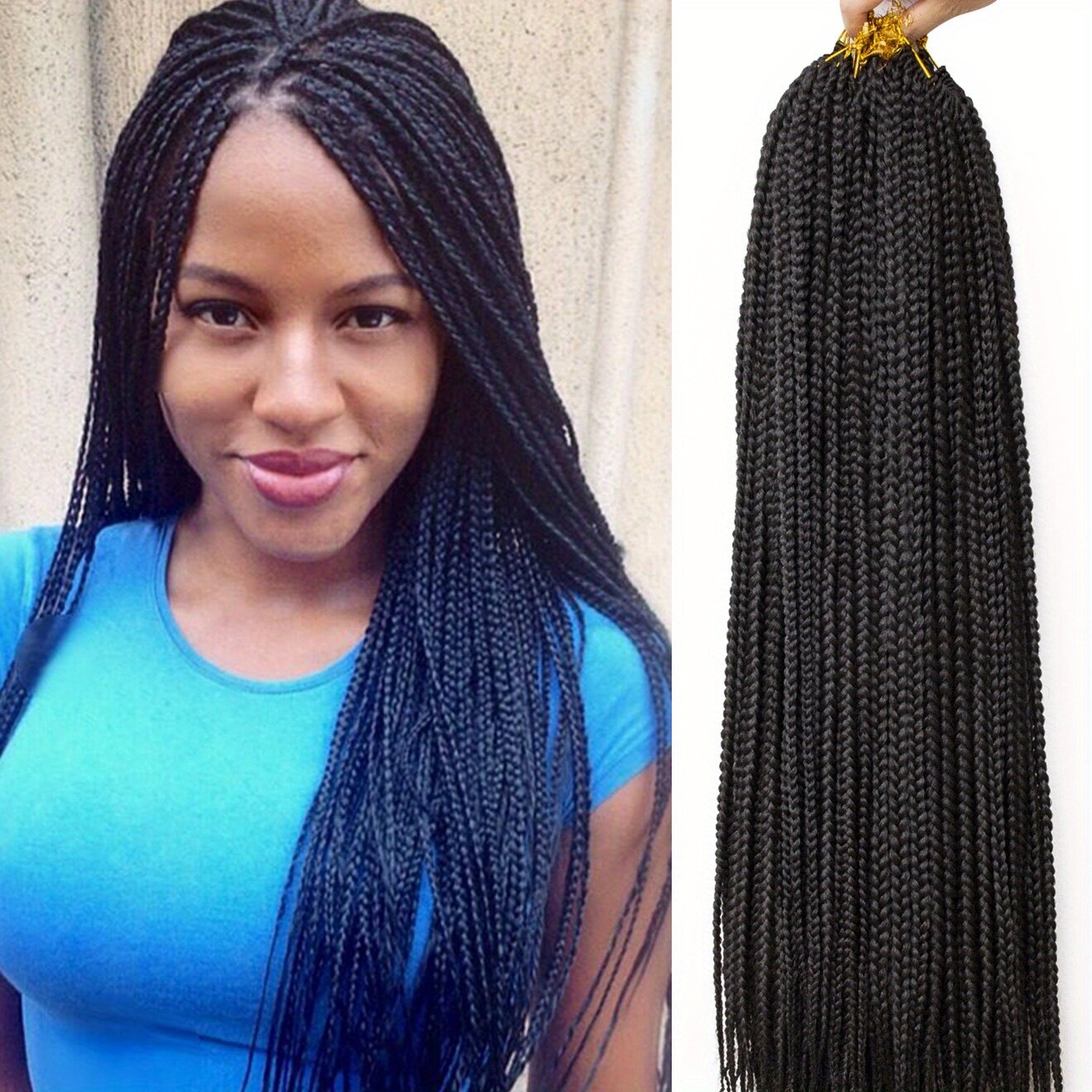 60 96 Cm Box Braids Crochet Hair Extensions Crochet Box Braids Pre ...