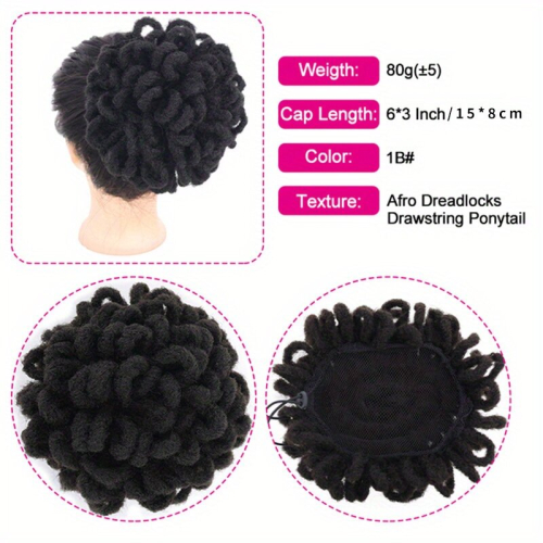 DreadLock Hair Bun Afro High Puff Drawstring Ponytail Extensions ...