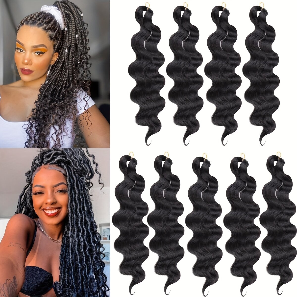 3 9 Packs Natural Body Wave Braiding Hair 60 96 Cm Pre Feathered French ...