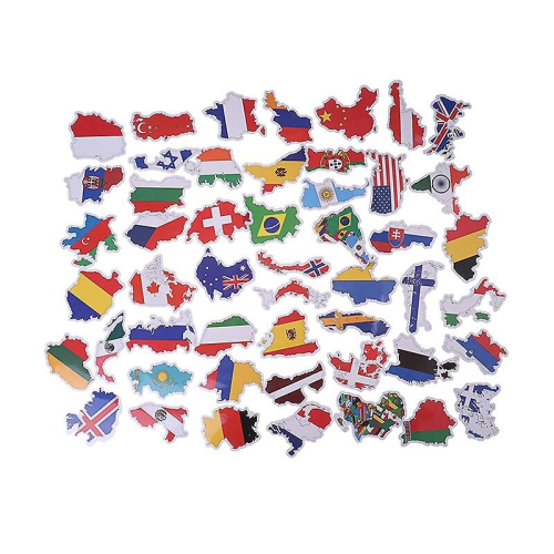 50pcs National Flags Stickers Diy Scrapbook Suitcase Laptop Country Map ...