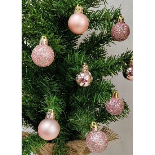 96 Mini Rose Gold Baubles Blush Pink Christmas Tree Bauble Mini 3cm on ...