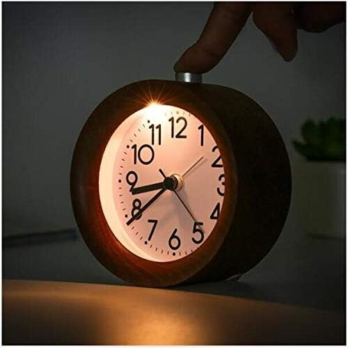 Handmade round wooden alarm clock Round digital alarm clock Silent ...