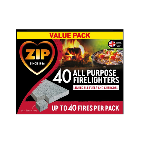 40 Zip Firelighters All purpose Fire Starter Cubes Open Fire Pit BBQ on ...